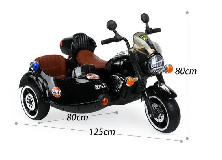 PATOYS | Large Size 3 Wheel Battery operated Motorcycle with sidecar for two kids Duo Tron bike ...
